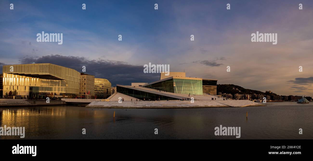 Oslo, Norway - Sep, 2022: Panoramic view for Oslo National Opera and ...
