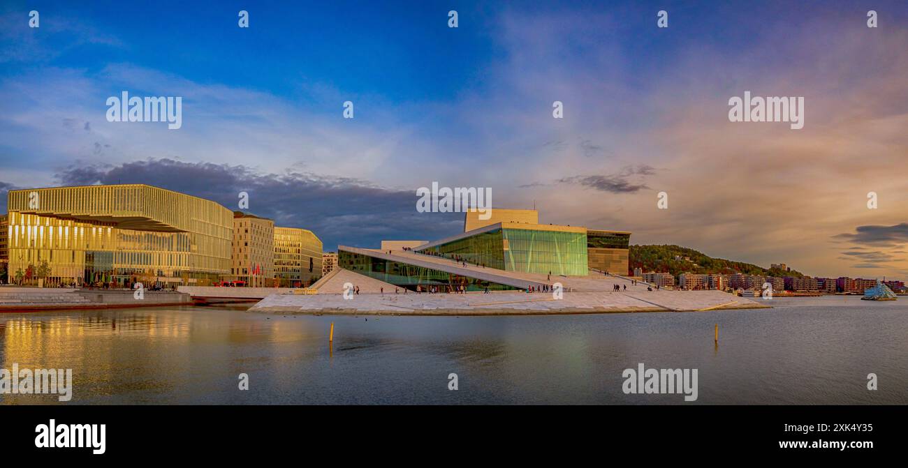 Oslo, Norway - Sep, 2022: Panoramic view for Oslo National Opera and ...