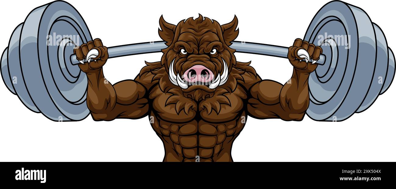 Boar Razorback Hog Weight Lifting Gym Mascot Stock Vector Image & Art ...