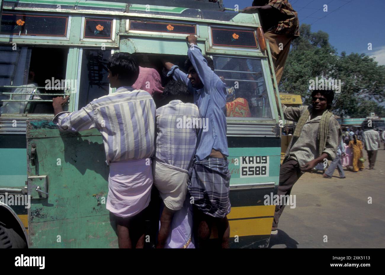 Indian People in a public Bus in the city of Mysore in the Province of ...