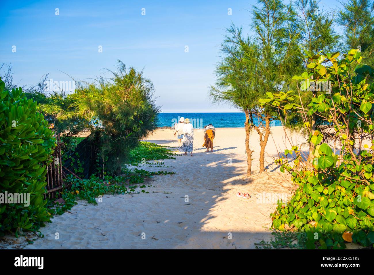View of Bai Xep beach in Phu Yen province, Vietnam. Tropical coast from cliff above. Vietnam ...