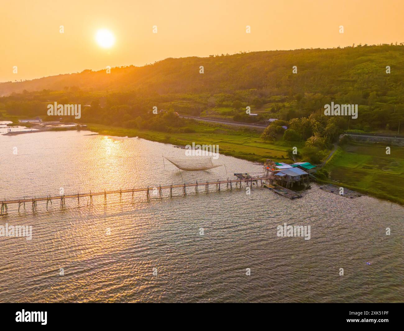 View of Ong Cop bridge or Tiger wooden bridge, Vietnam's longest wooden ...