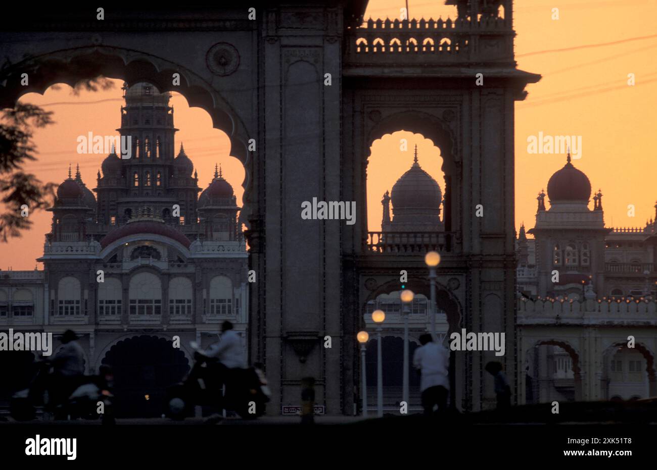the gate of Mysore Palace or Amba Vilas Palace in the city of Mysore in ...