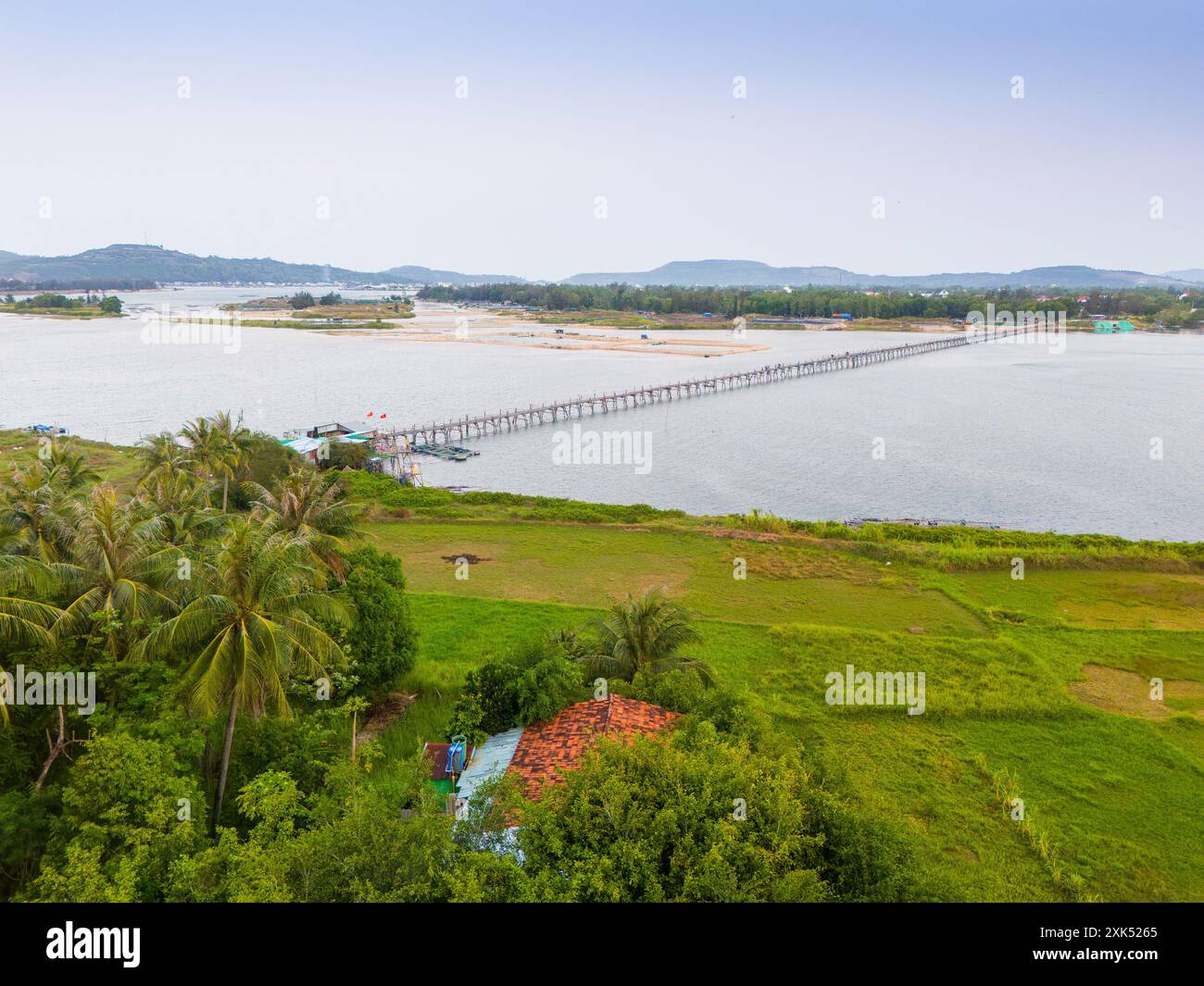 View of Ong Cop bridge or Tiger wooden bridge, Vietnam's longest wooden ...