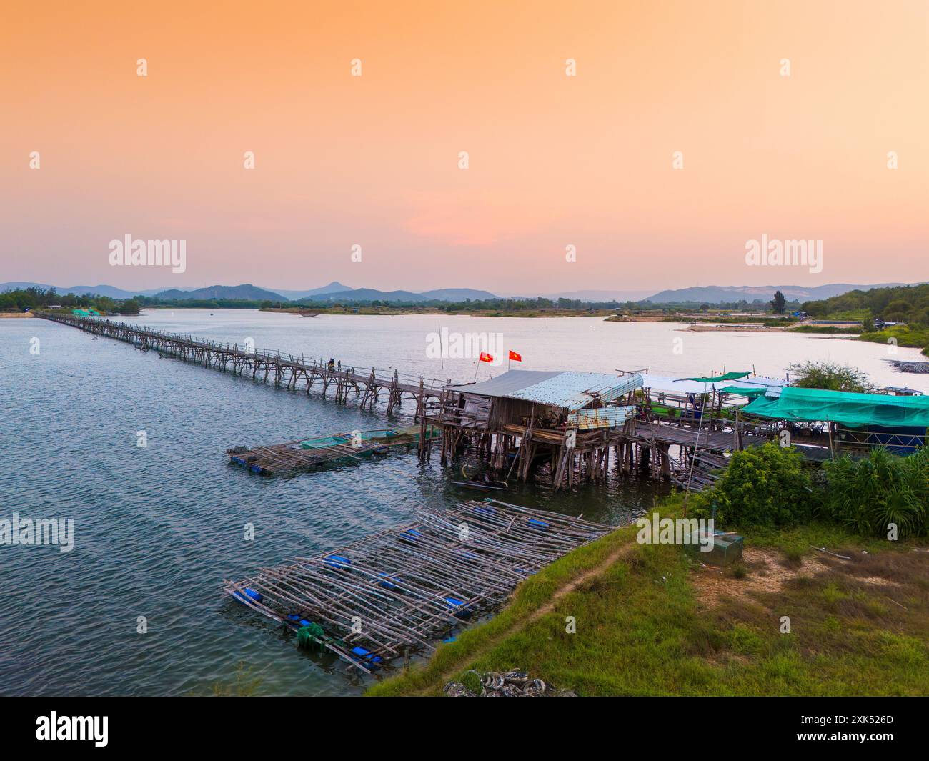 View of Ong Cop bridge or Tiger wooden bridge, Vietnam's longest wooden ...