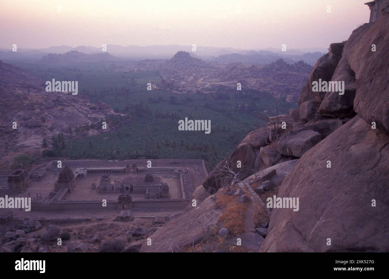 the Achyuta Raya Temple ruins from the Matanga Hill at sunrise in the ...