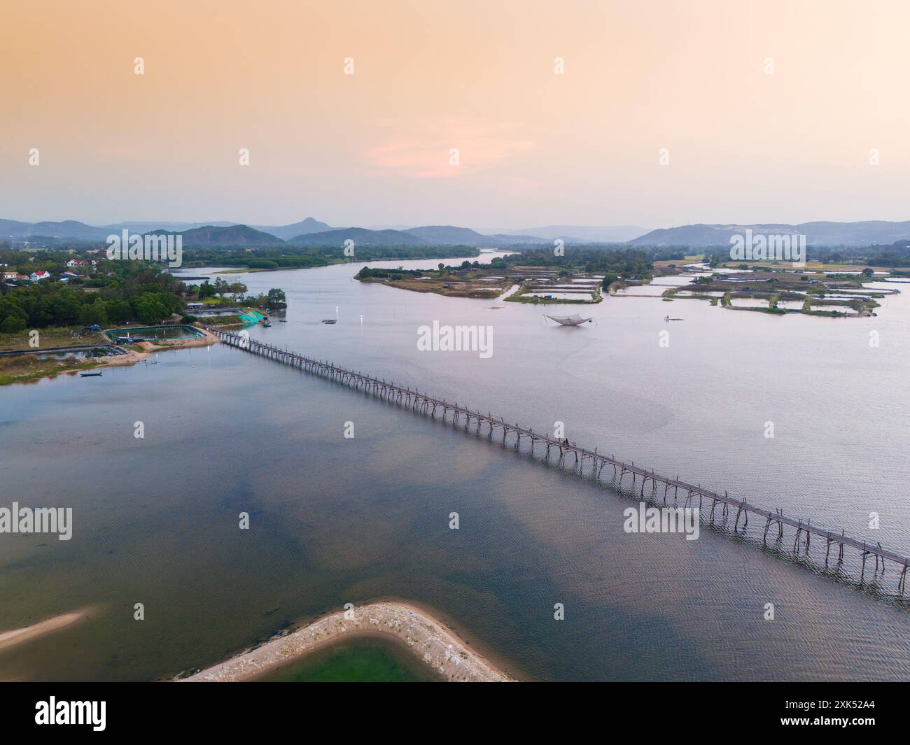 View of Ong Cop bridge or Tiger wooden bridge, Vietnam's longest wooden ...