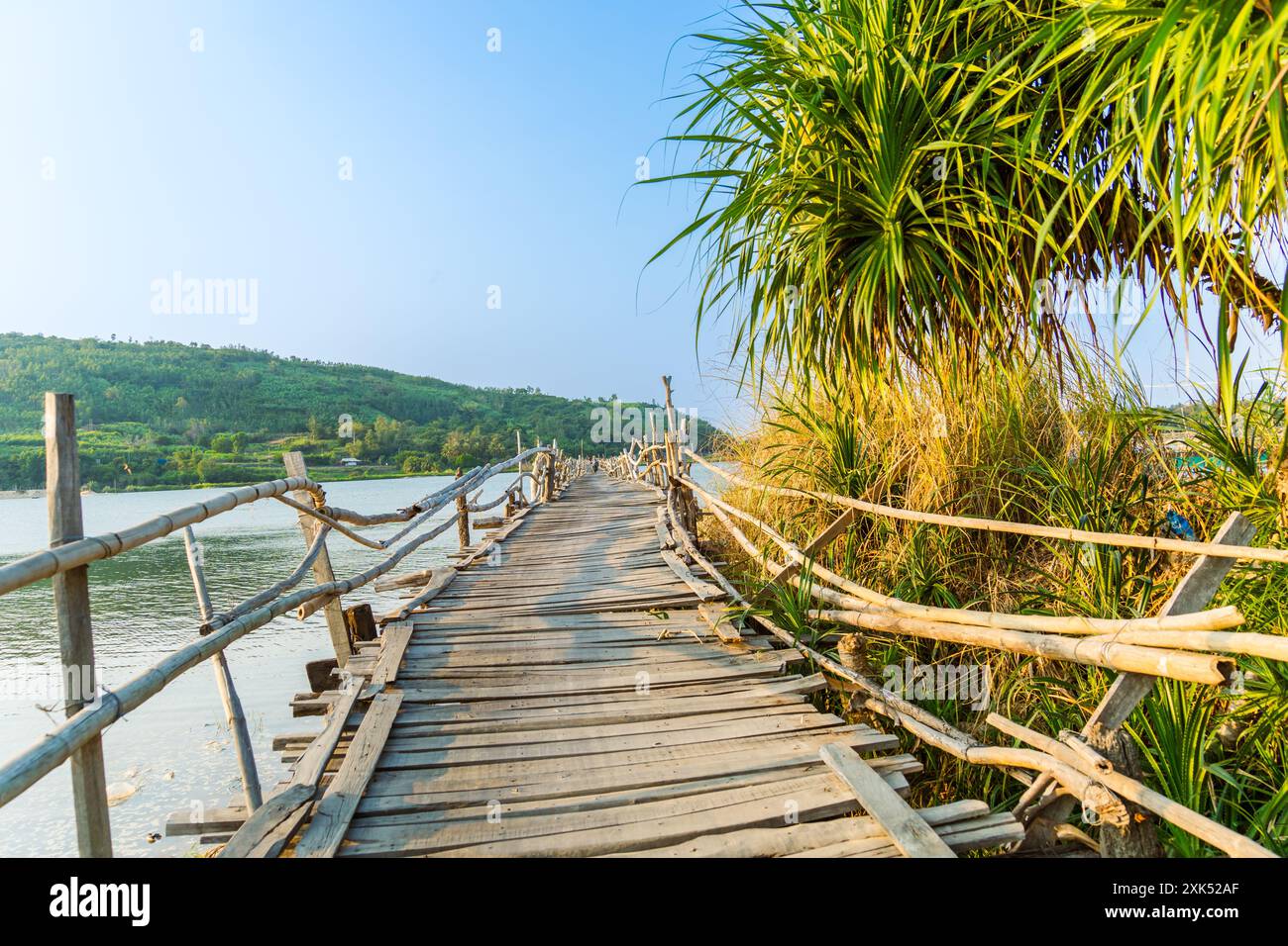 View of Ong Cop bridge or Tiger wooden bridge, Vietnam's longest wooden ...