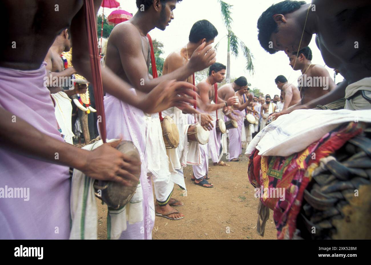 traditional music at the traditional Pooram or Elephant Festival and ...