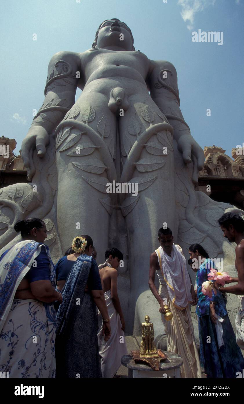 The figure of Gomateshwara Buddha Statue on the Vindhyagiri Hill in the ...