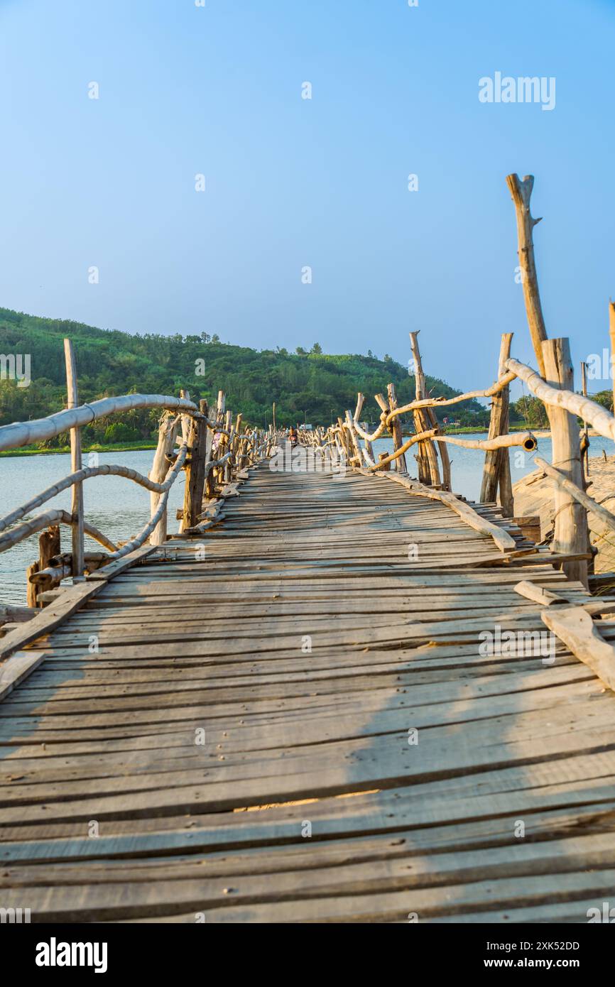 View of Ong Cop bridge or Tiger wooden bridge, Vietnam's longest wooden ...