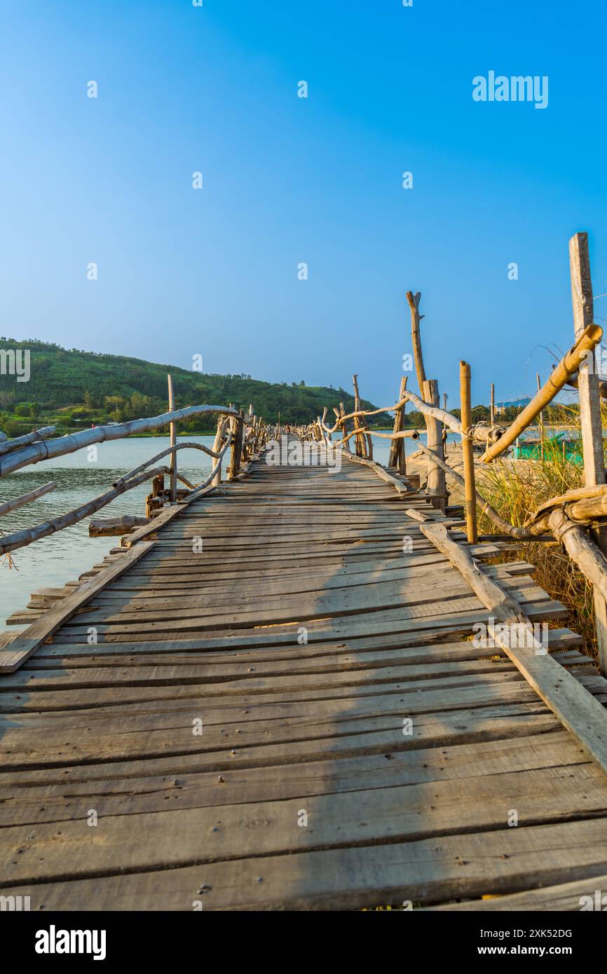 View of Ong Cop bridge or Tiger wooden bridge, Vietnam's longest wooden ...