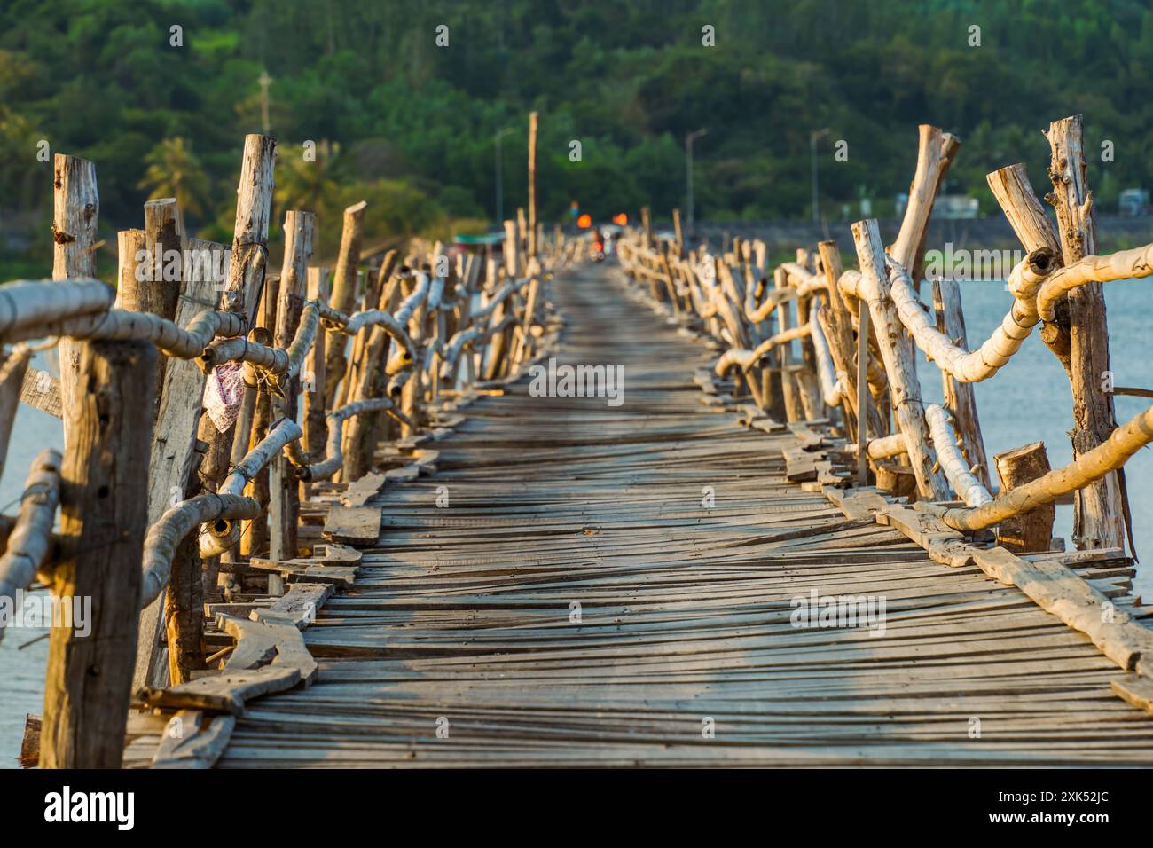 View of Ong Cop bridge or Tiger wooden bridge, Vietnam's longest wooden ...