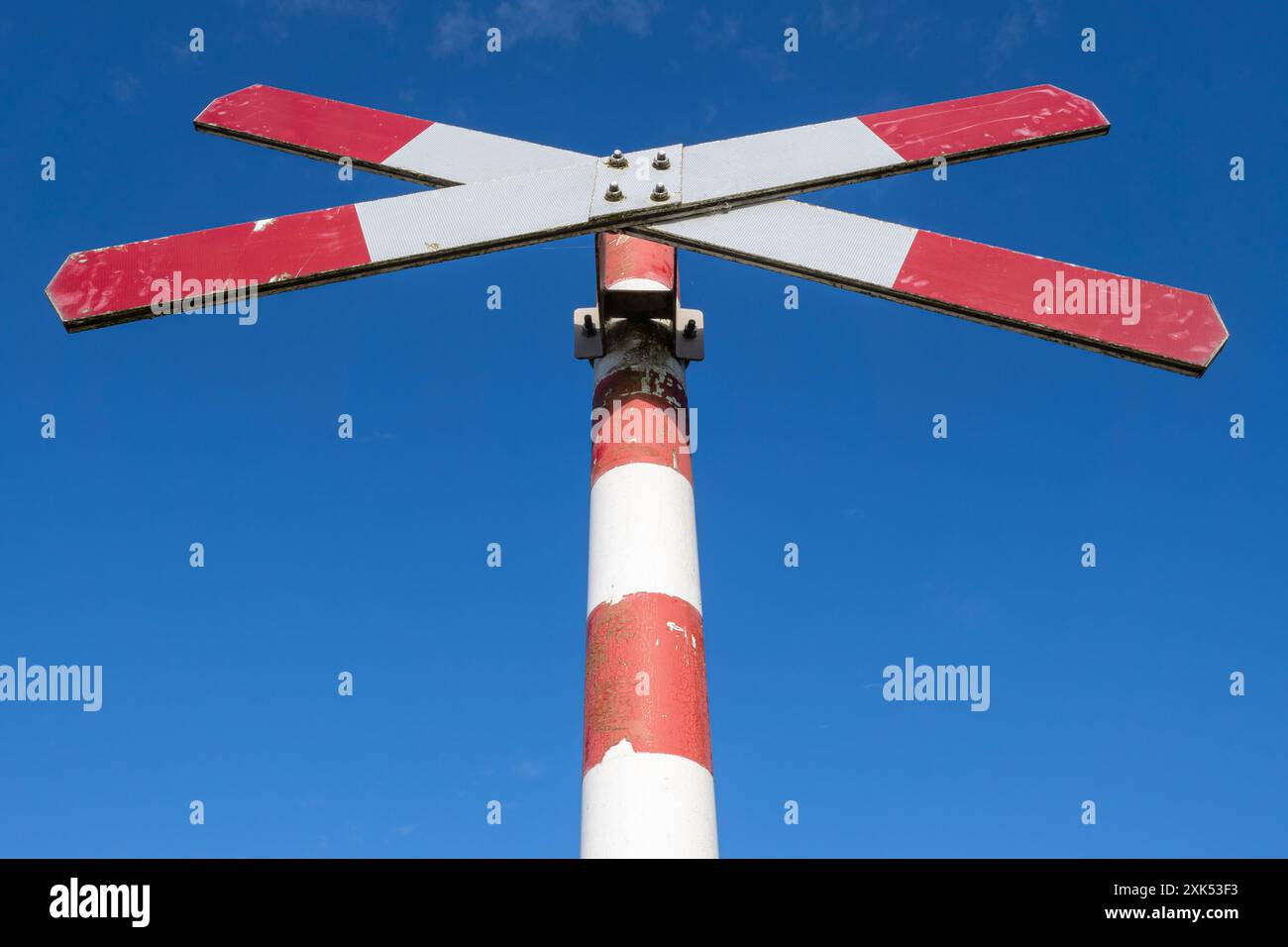 Dutch road sign: level crossing with single track Stock Photo - Alamy