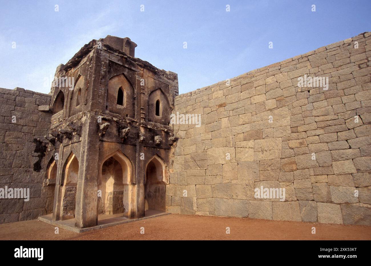 the ruins of Treasures of the Deccan Plateau near the town of Hampi in ...