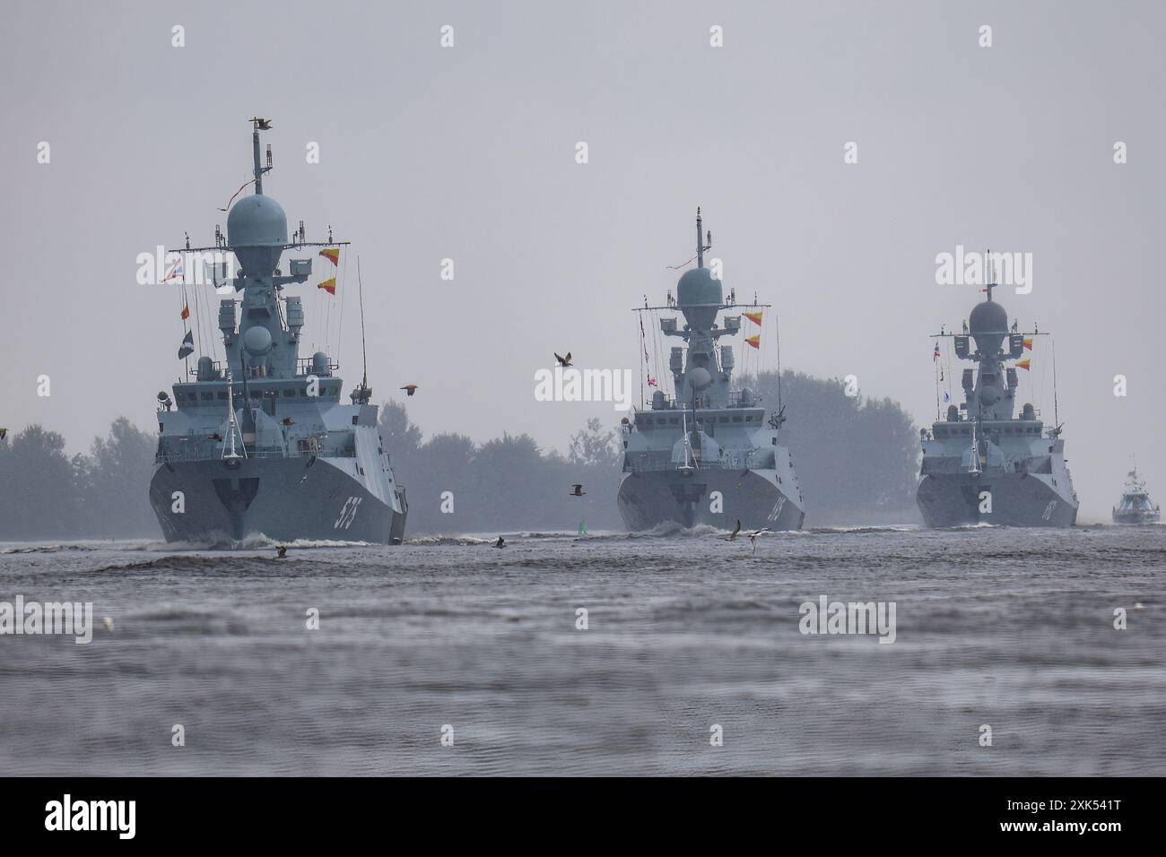 St. Petersburg, Russia. 21st July, 2024. Russian naval ships take part ...
