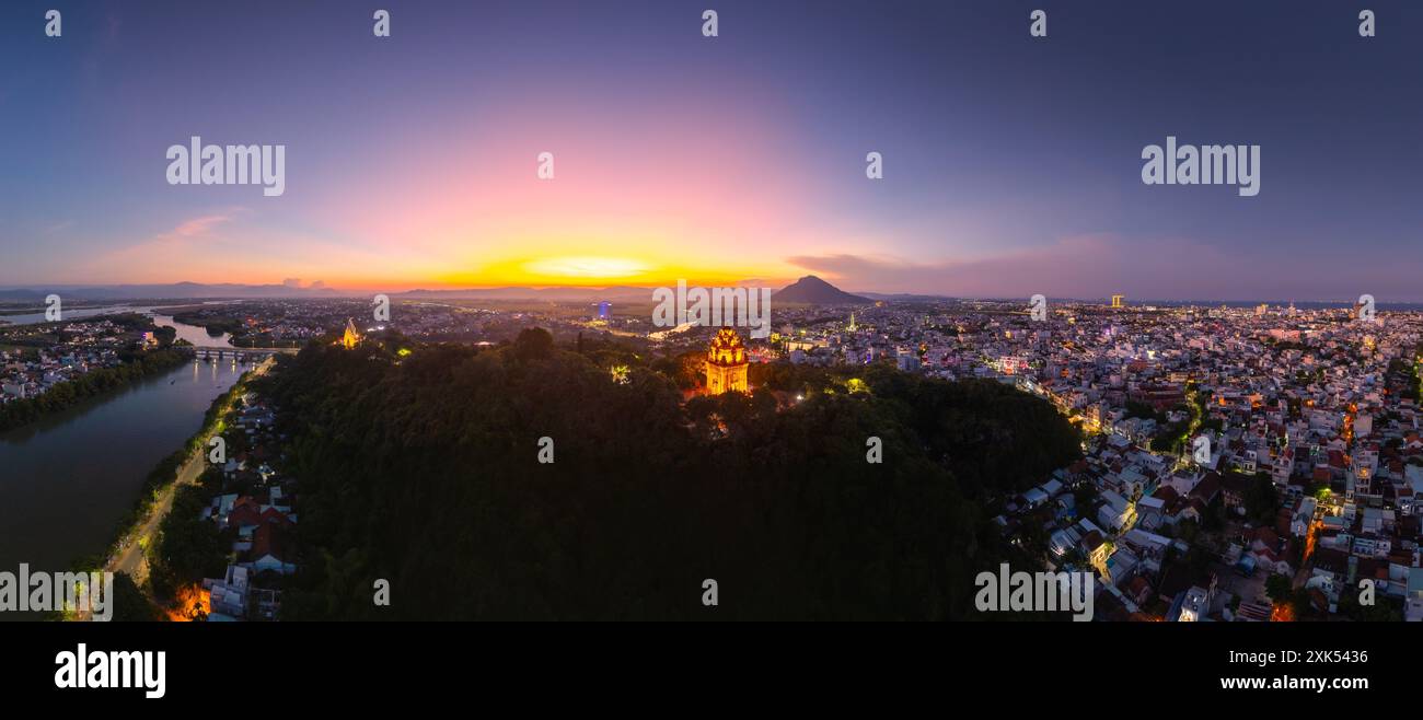 Aerial view of Nhan temple, tower is an artistic architectural work of ...
