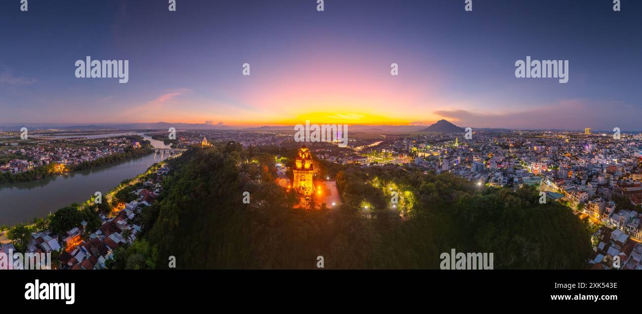 Aerial view of Nhan temple, tower is an artistic architectural work of ...
