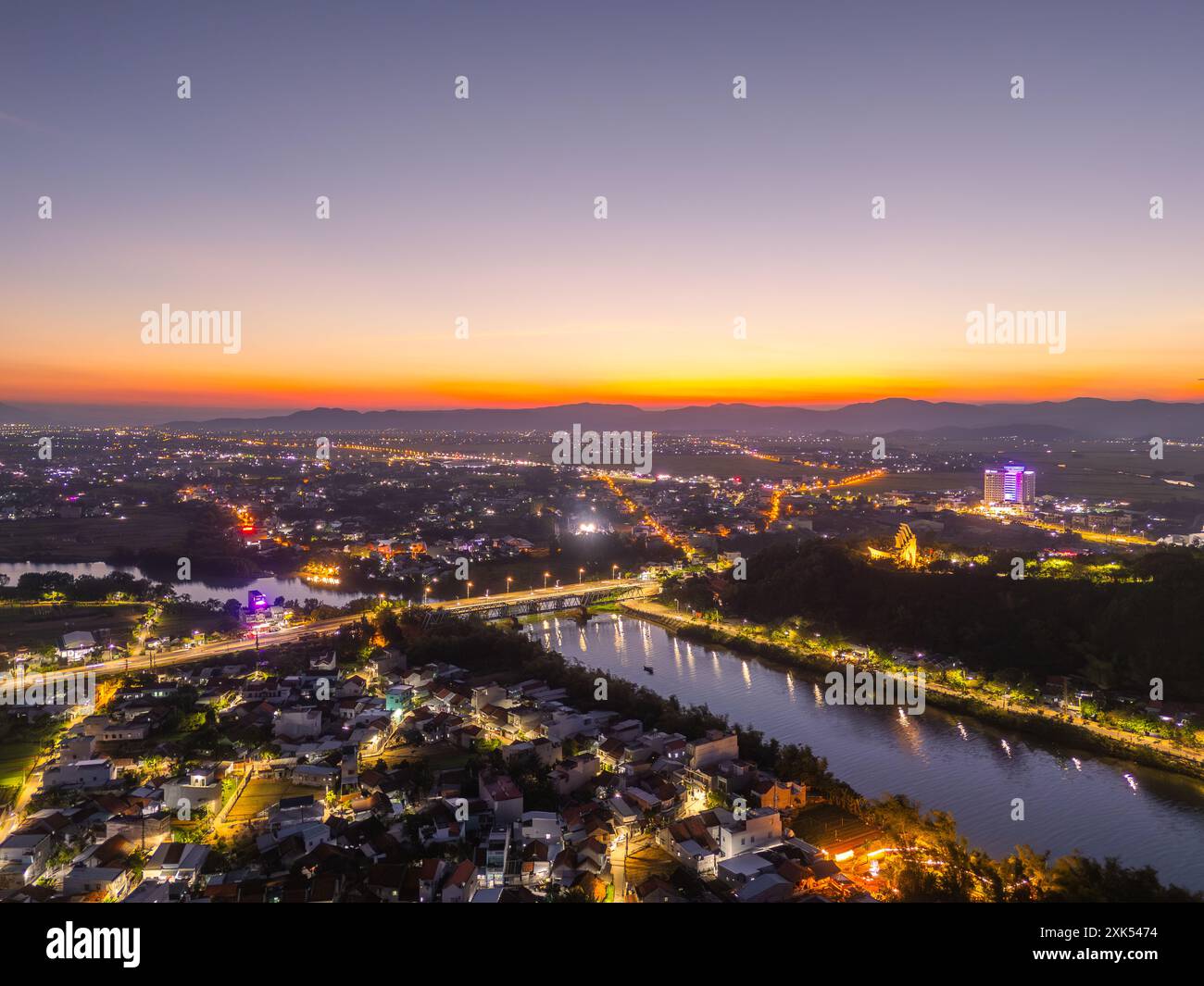 Aerial view of Nhan temple, tower is an artistic architectural work of ...