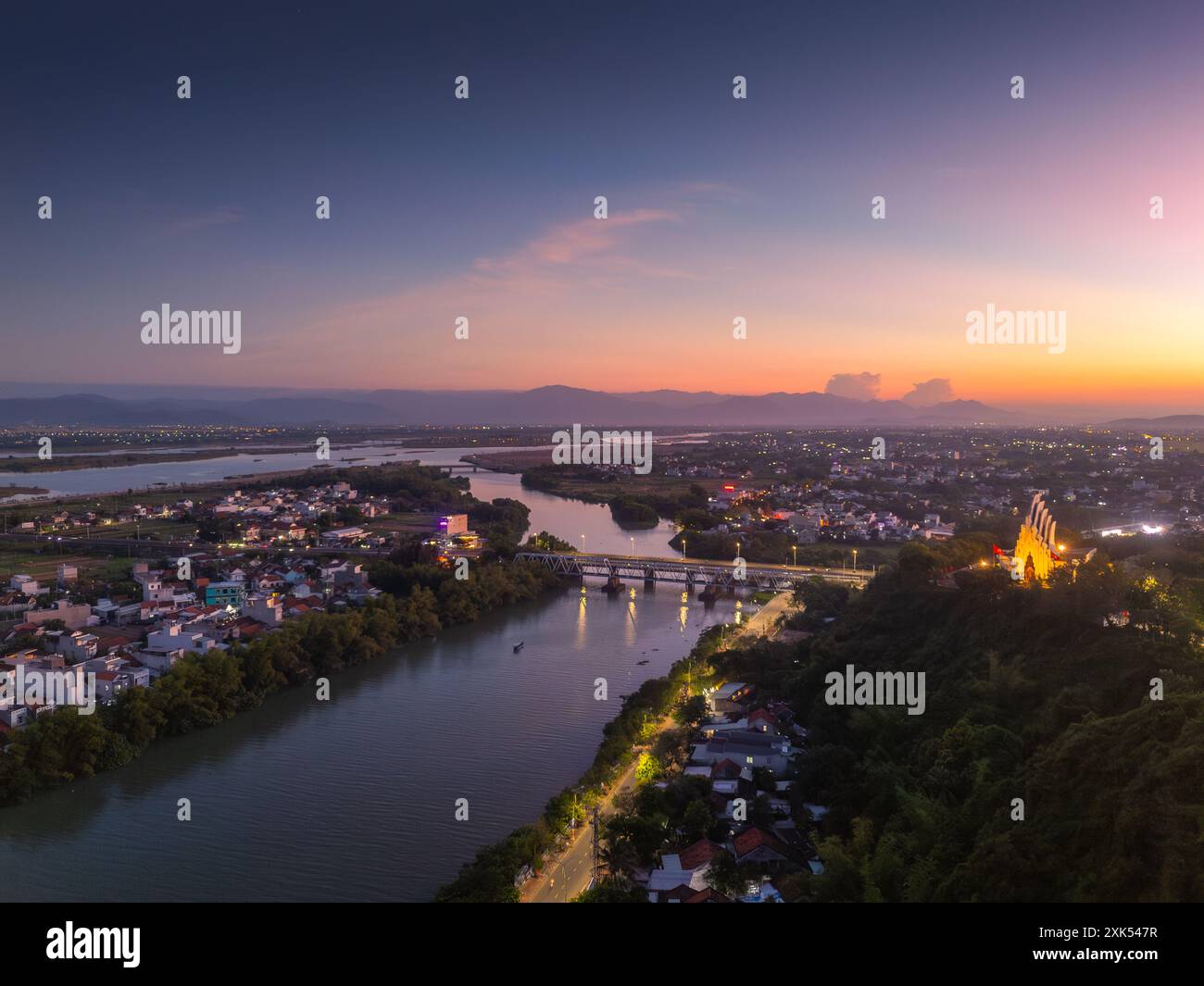 Aerial view of Nhan temple, tower is an artistic architectural work of ...