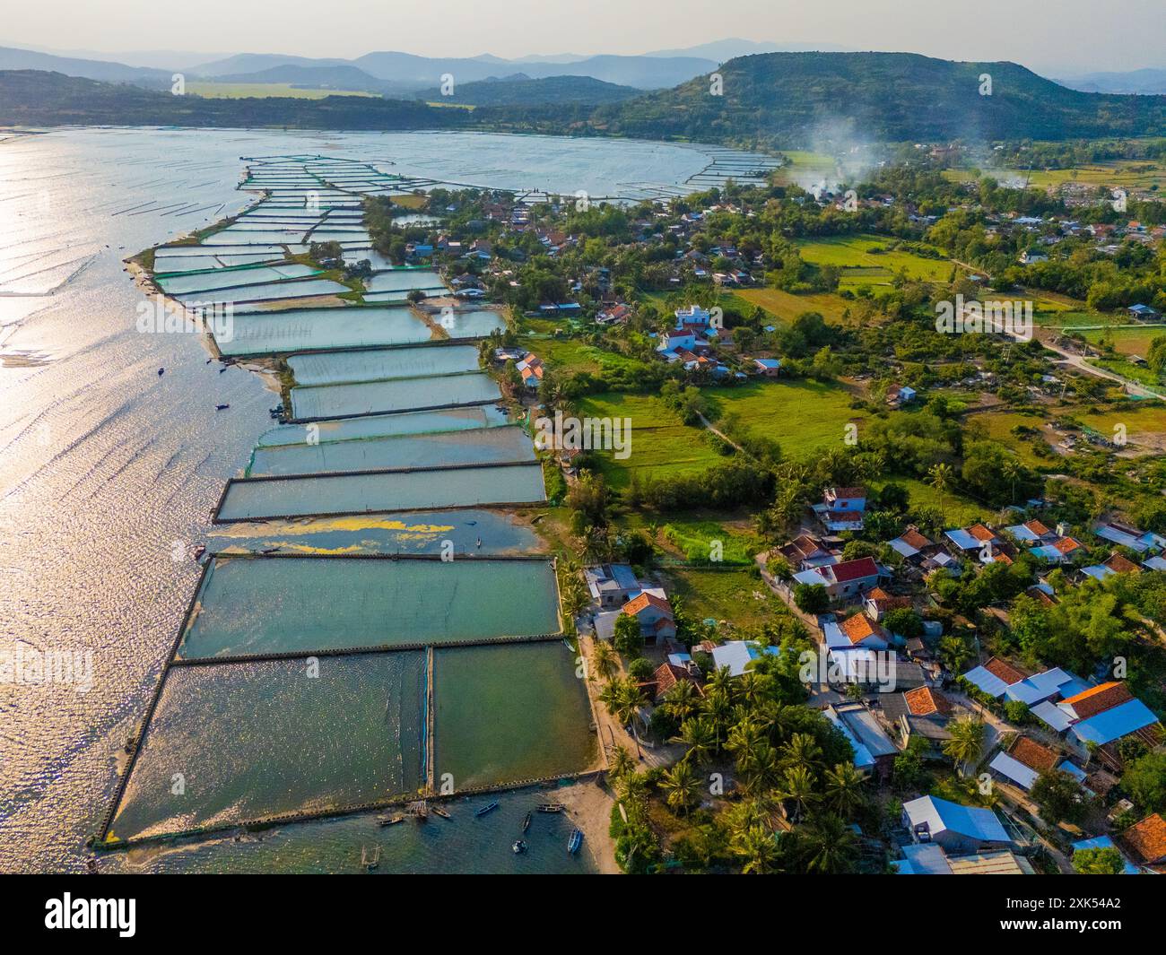 Aerial view of O Loan lagoon in sunset, Phu Yen province, Vietnam ...