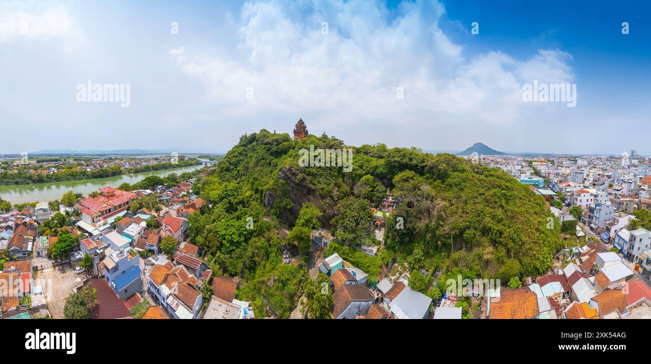 Aerial view of Nhan temple, tower is an artistic architectural work of ...