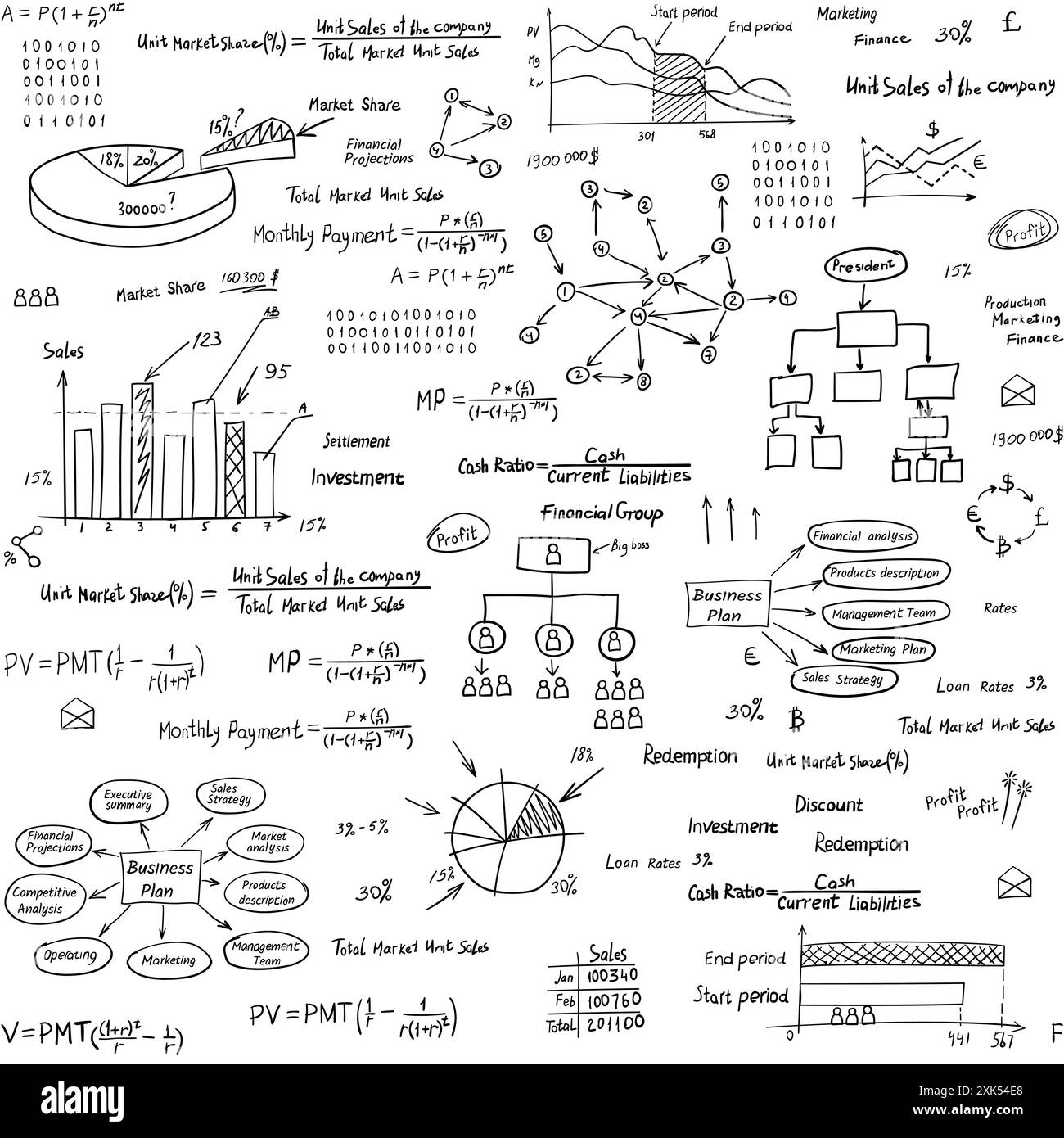 Abstract economy analysis background Black and White Stock Photos ...