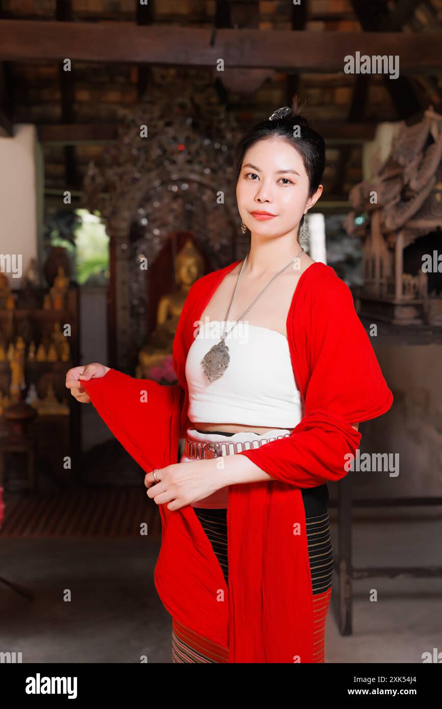 Northern Thai Chiangmai lanna people in traditional style clothes ...