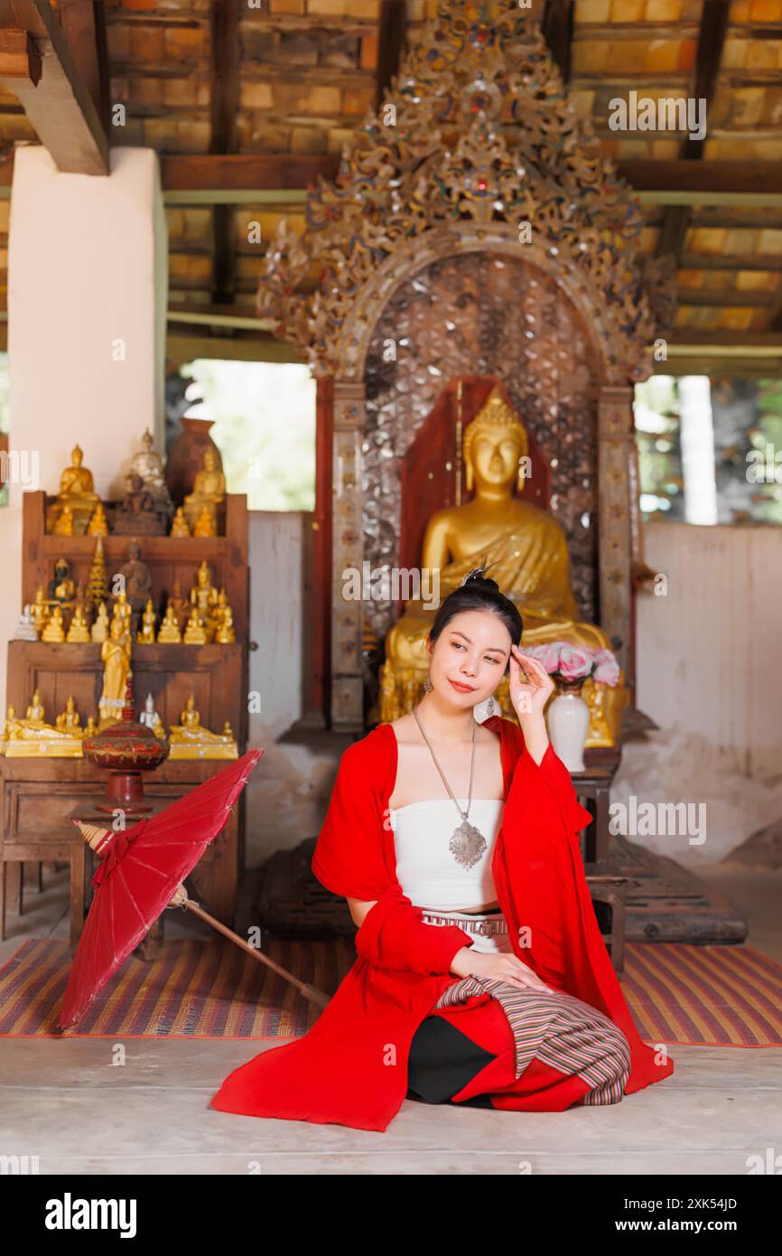 Northern Thai Chiangmai lanna people in traditional style clothes ...