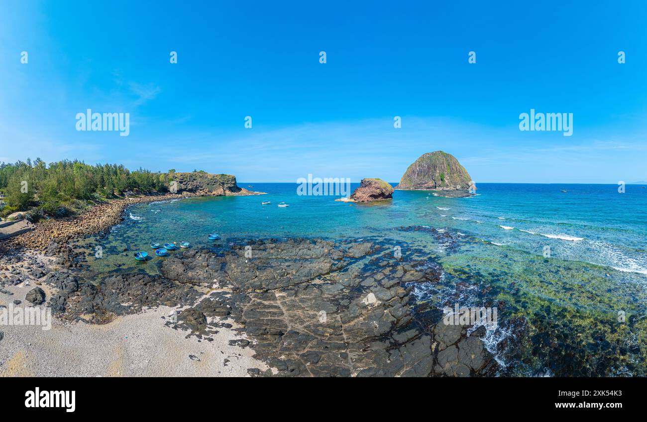 Aerial view of Hon Yen Island, Phu Yen province, Vietnam. Travel and ...