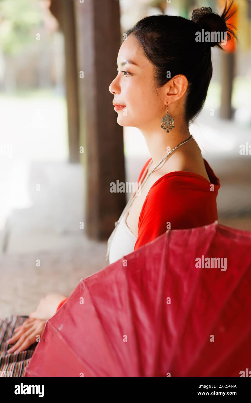 Northern Thai Chiangmai lanna people in traditional style clothes ...