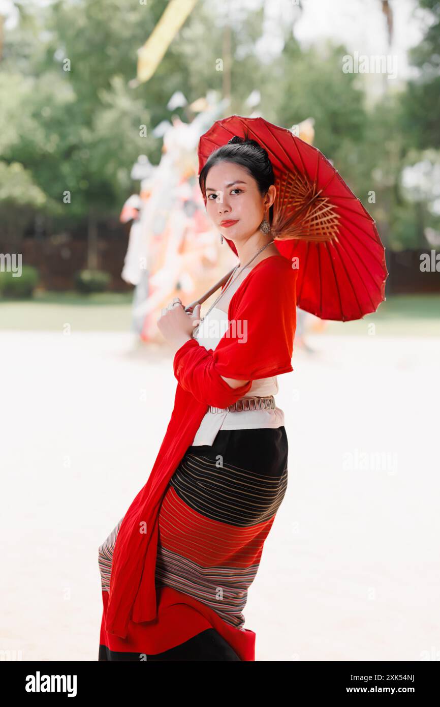 Northern Thai Chiangmai lanna people in traditional style clothes ...