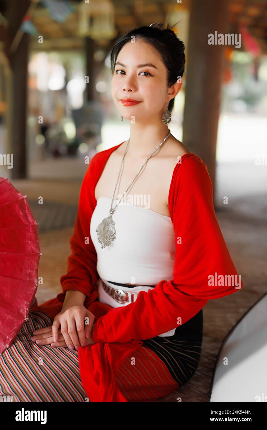 Northern Thai Chiangmai lanna people in traditional style clothes ...