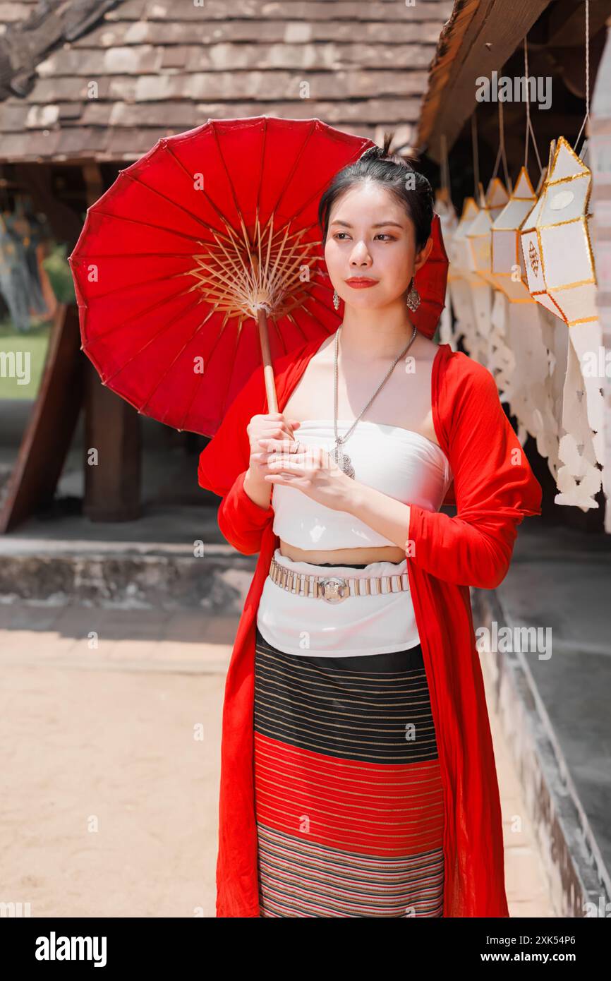 Northern Thai Chiangmai lanna people in traditional style clothes ...