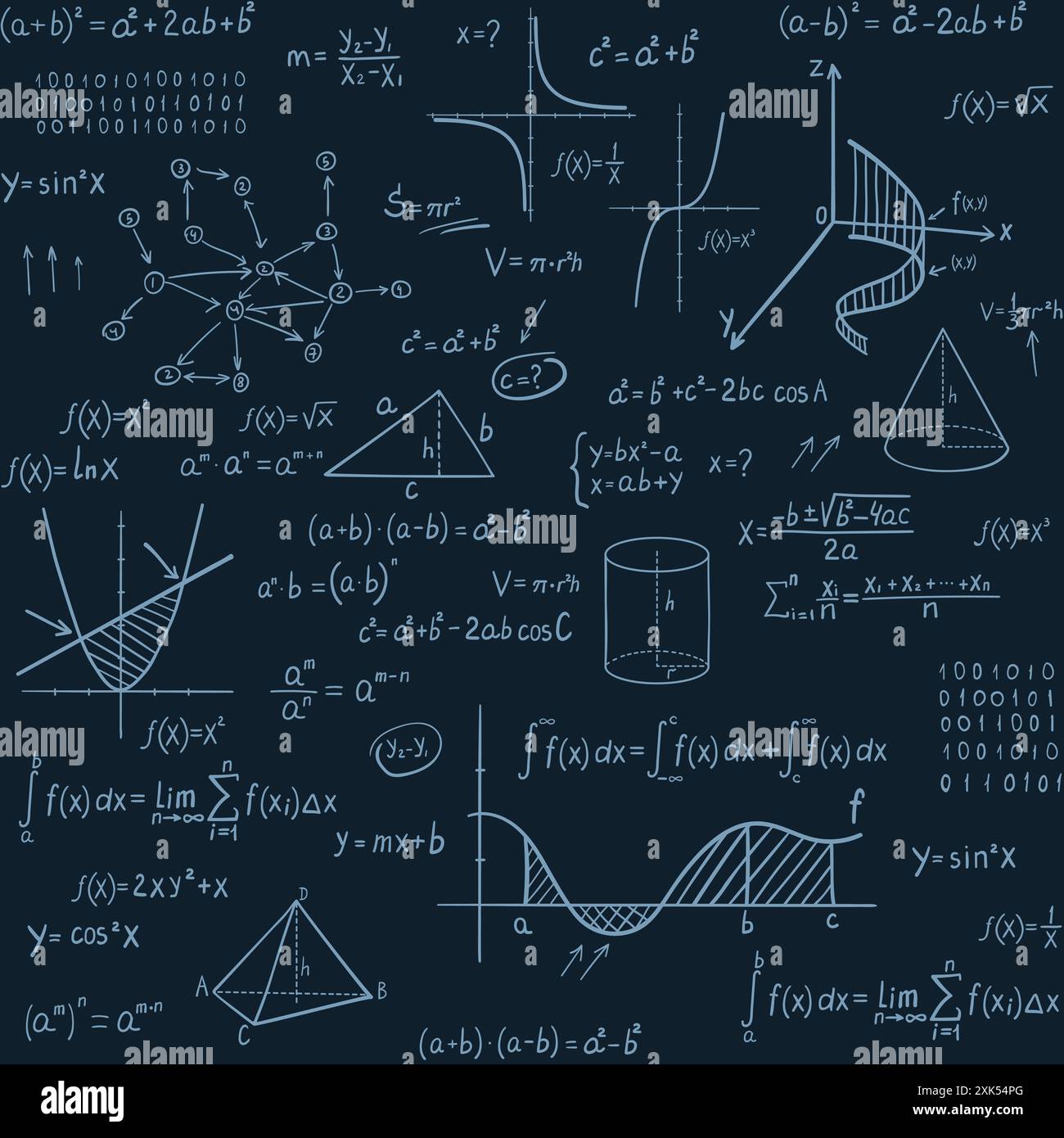 Mathematics, geometry seamless pattern. Hand drawn background Stock ...