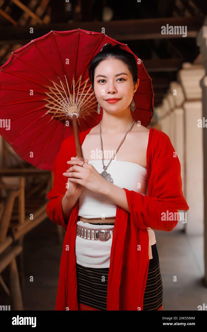 Northern Thai Chiangmai lanna people in traditional style clothes ...
