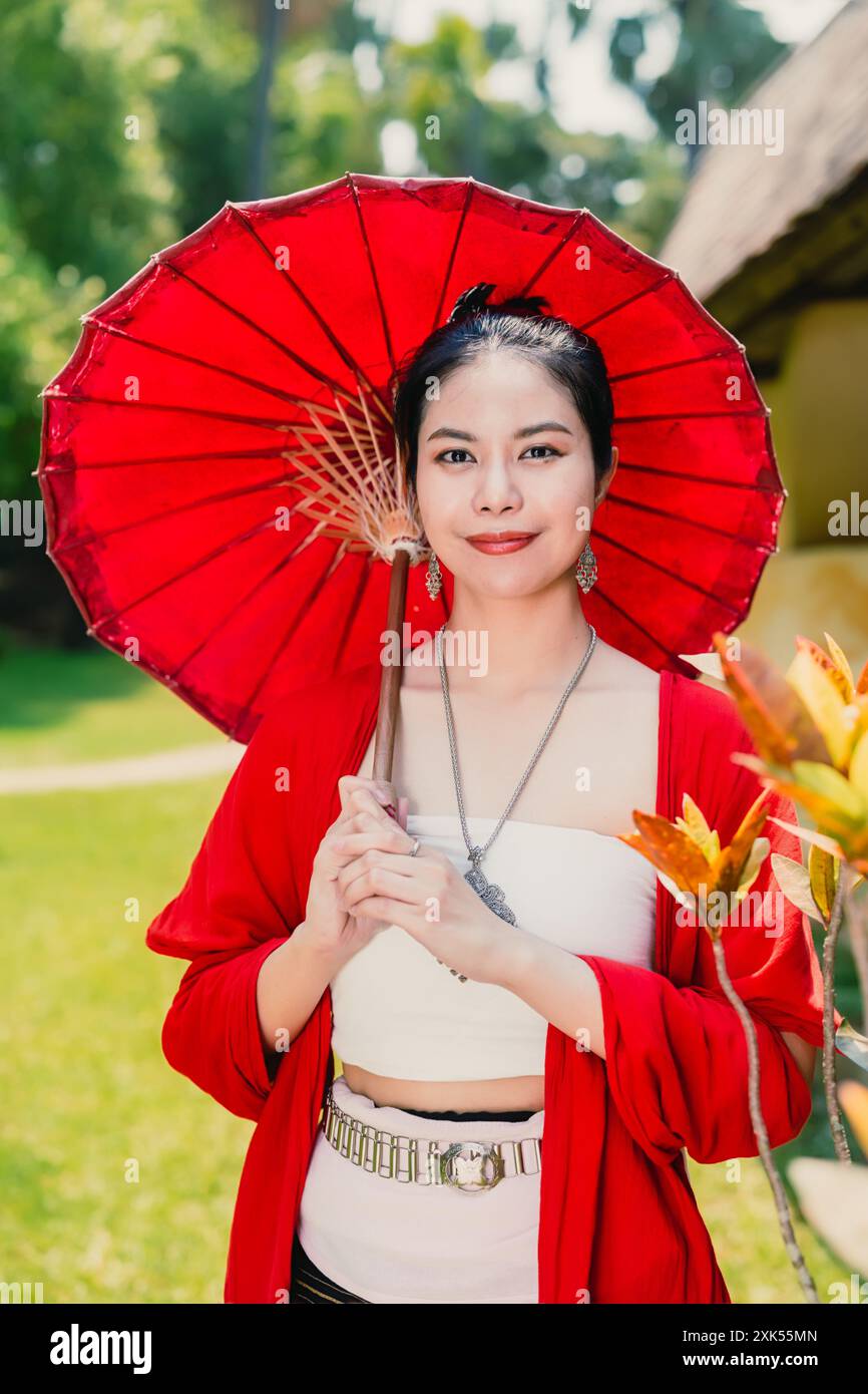 Northern Thai Chiangmai lanna people in traditional style clothes ...