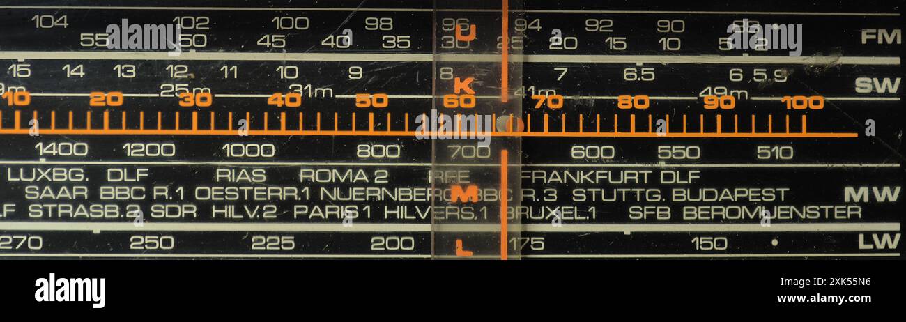 Vintage radio tuning dial and scale Stock Photo - Alamy