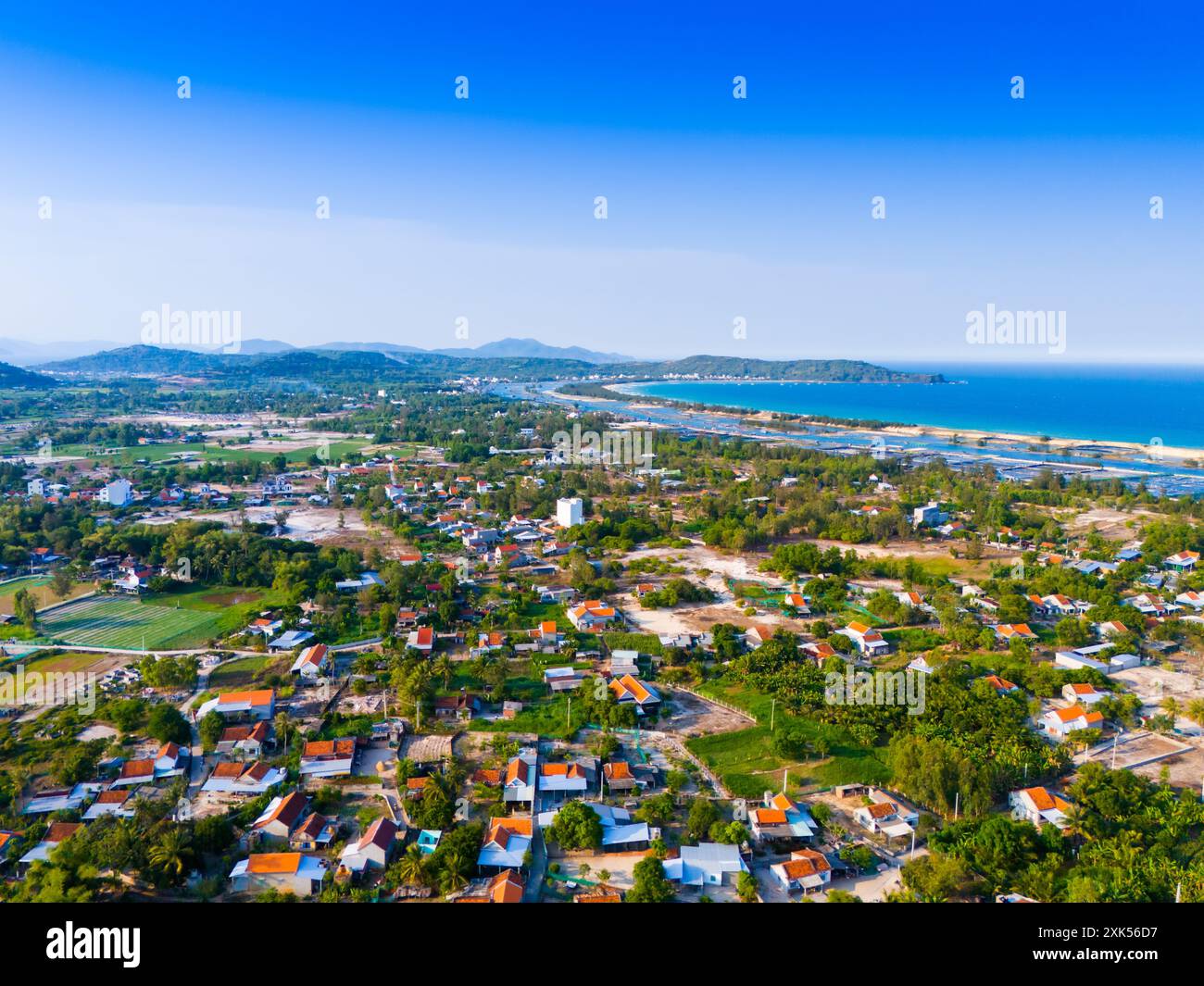 Aerial view of O Loan lagoon in sunset, Phu Yen province, Vietnam ...