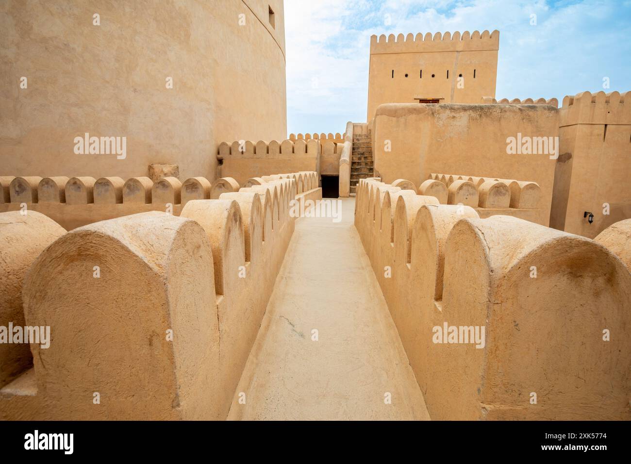 Arabic citadel fortress inner yard stairs, towers and walls with ...