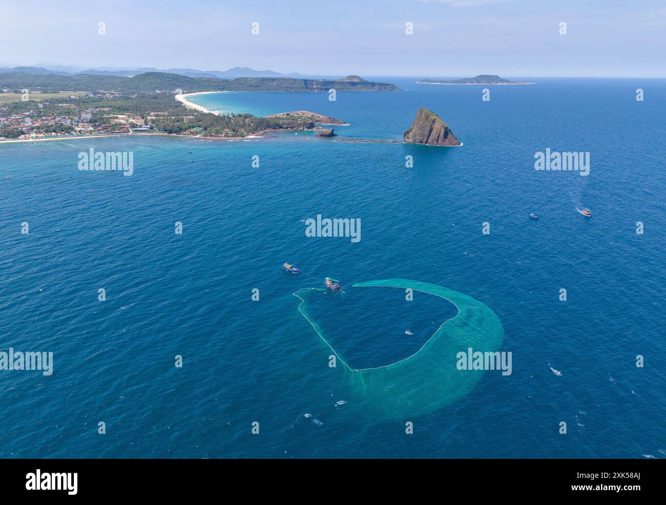 Aerial view of Hon Yen Island, Phu Yen province, Vietnam. Travel and ...