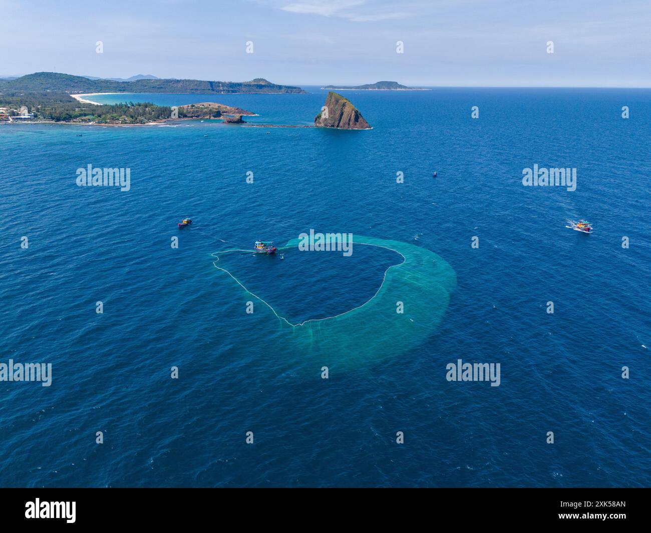 Aerial view of Hon Yen Island, Phu Yen province, Vietnam. Travel and ...
