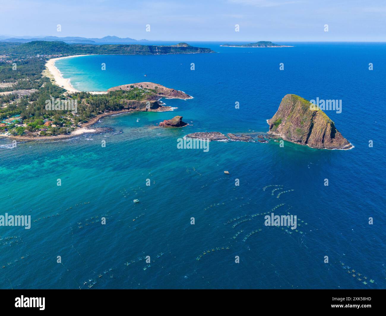 Aerial view of Hon Yen Island, Phu Yen province, Vietnam. Travel and ...