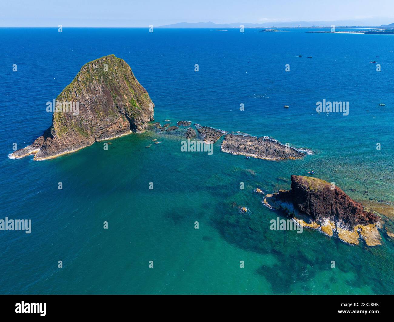 Aerial view of Hon Yen Island, Phu Yen province, Vietnam. Travel and ...