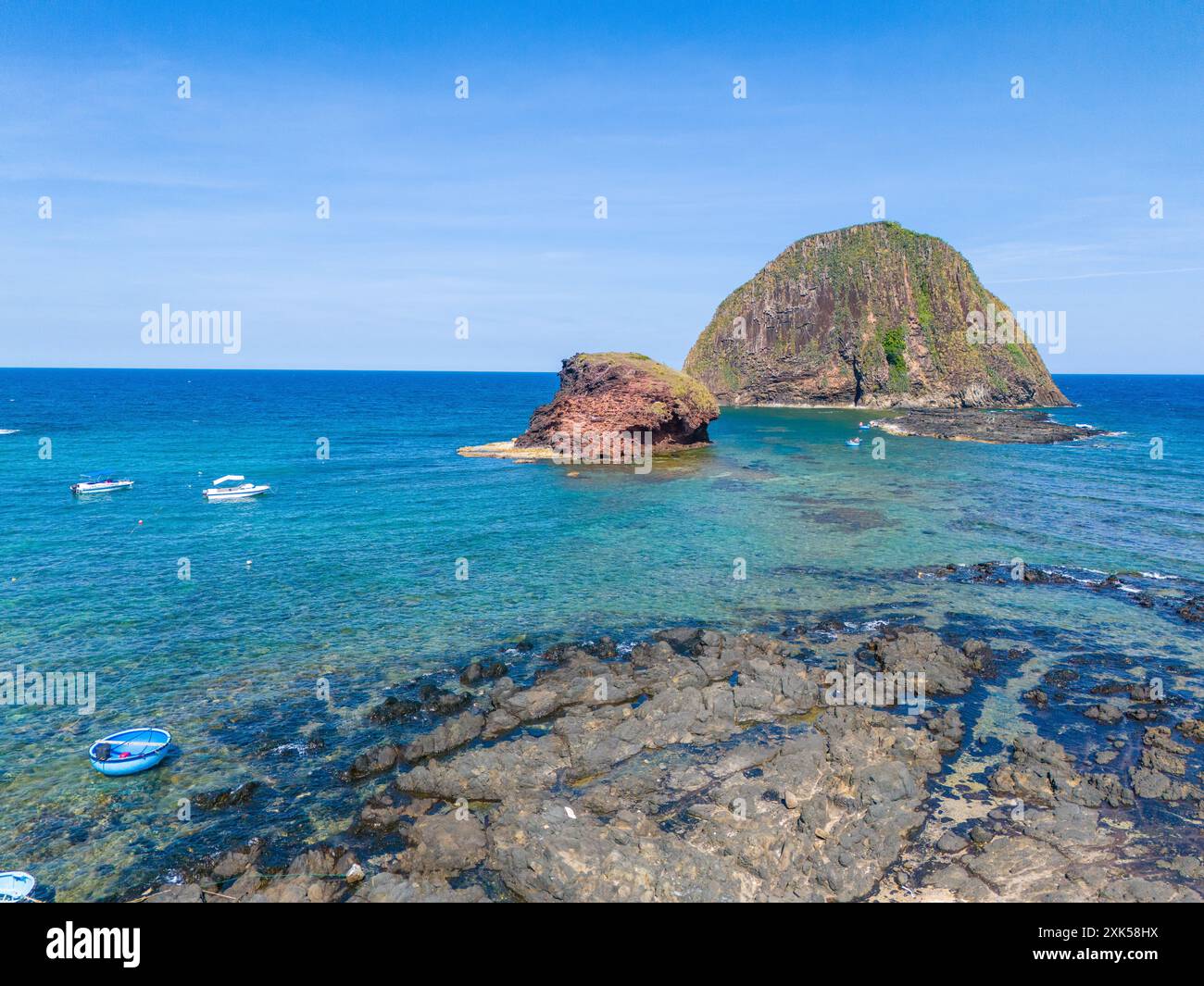 Aerial view of Hon Yen Island, Phu Yen province, Vietnam. Travel and ...