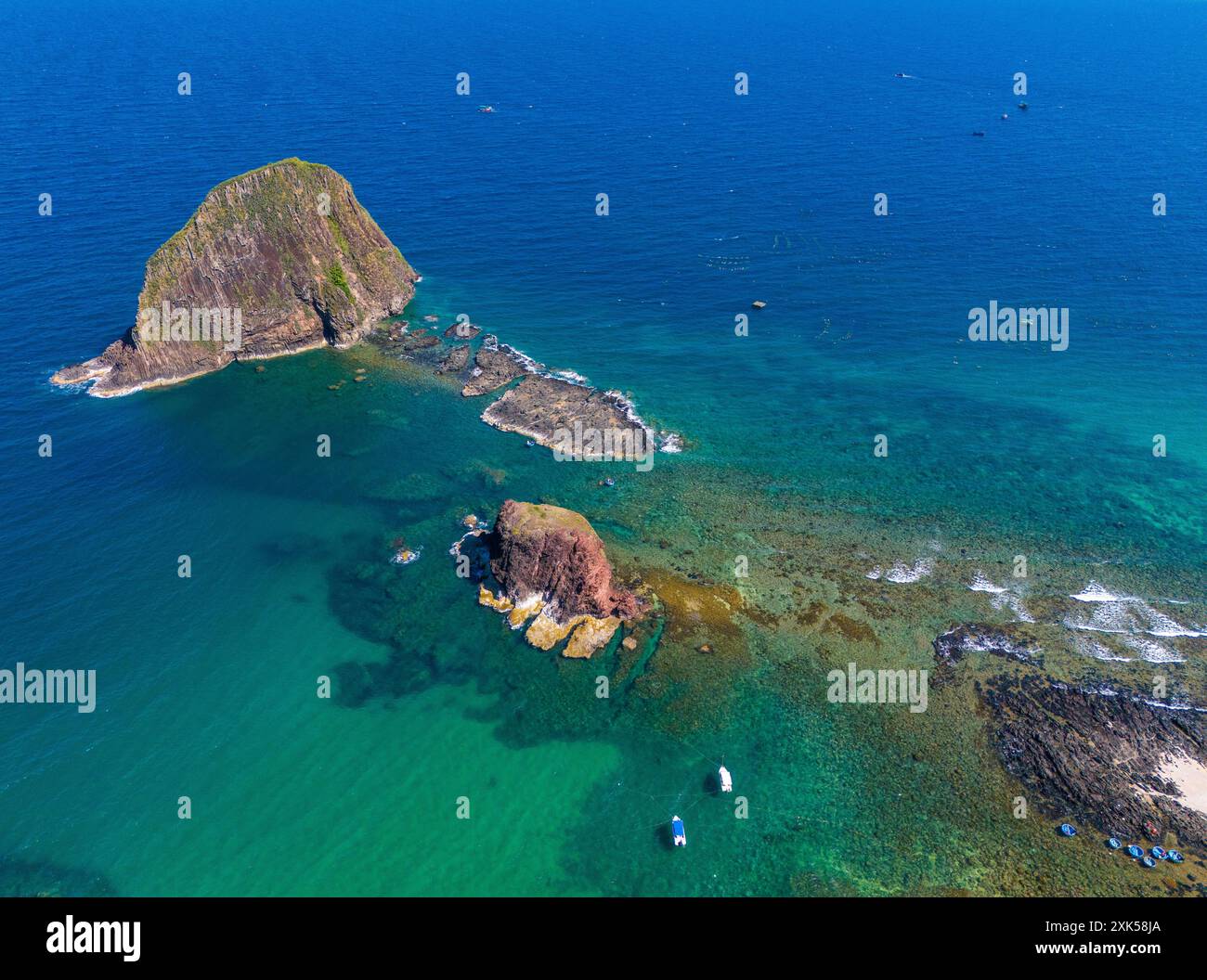 Aerial view of Hon Yen Island, Phu Yen province, Vietnam. Travel and ...