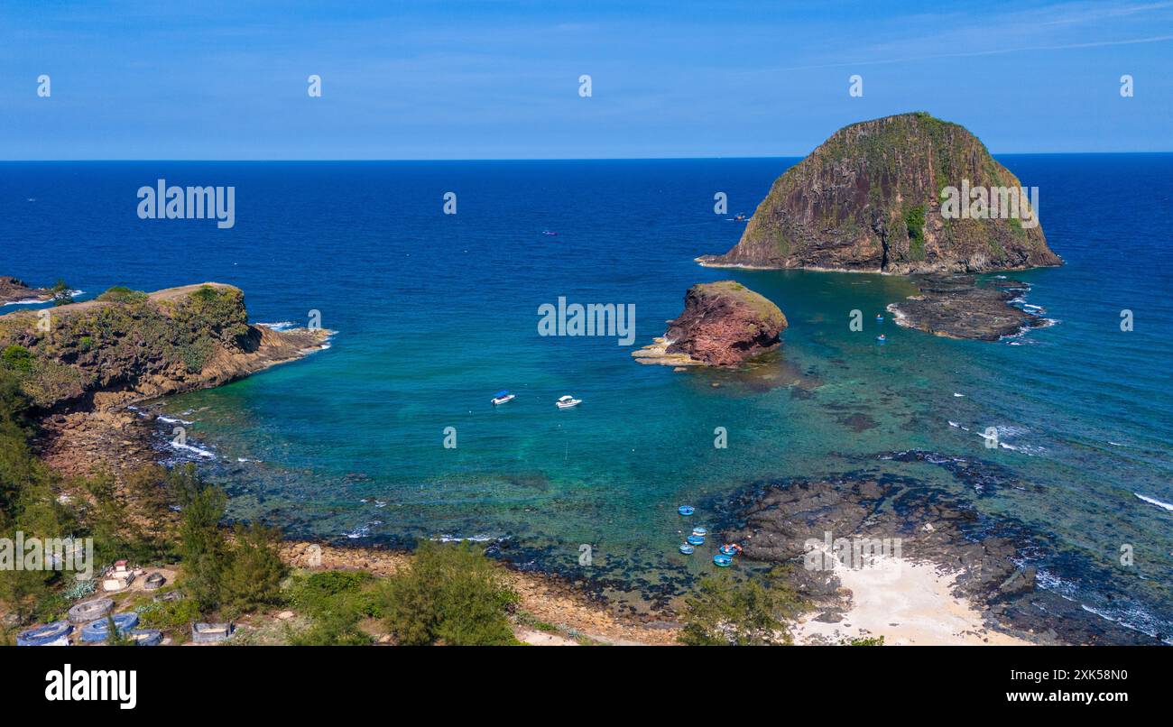 Aerial view of Hon Yen Island, Phu Yen province, Vietnam. Travel and ...