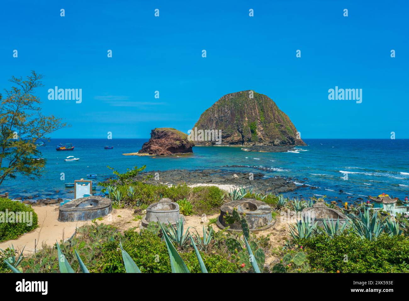 view of Hon Yen Island, Phu Yen province, Vietnam. Travel and landscape ...