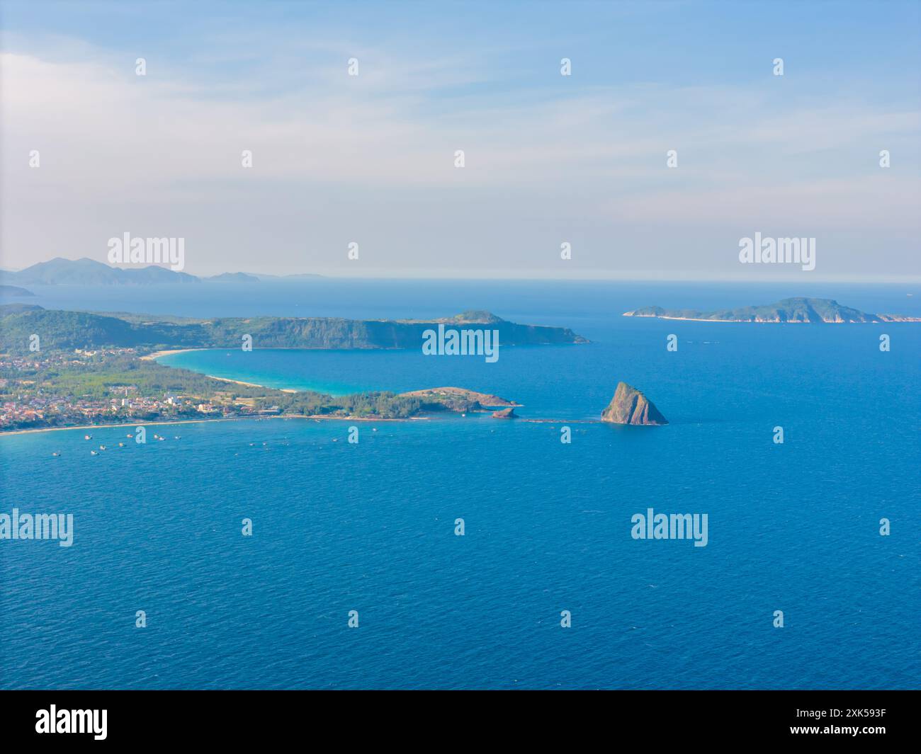 Aerial view of Hon Yen Island, Phu Yen province, Vietnam. Travel and ...