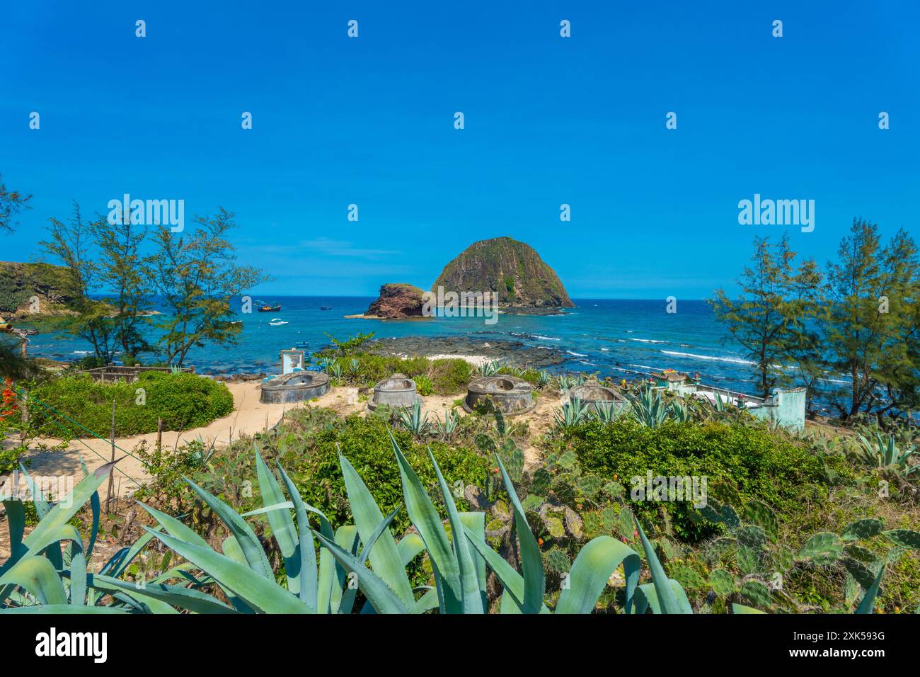 view of Hon Yen Island, Phu Yen province, Vietnam. Travel and landscape ...